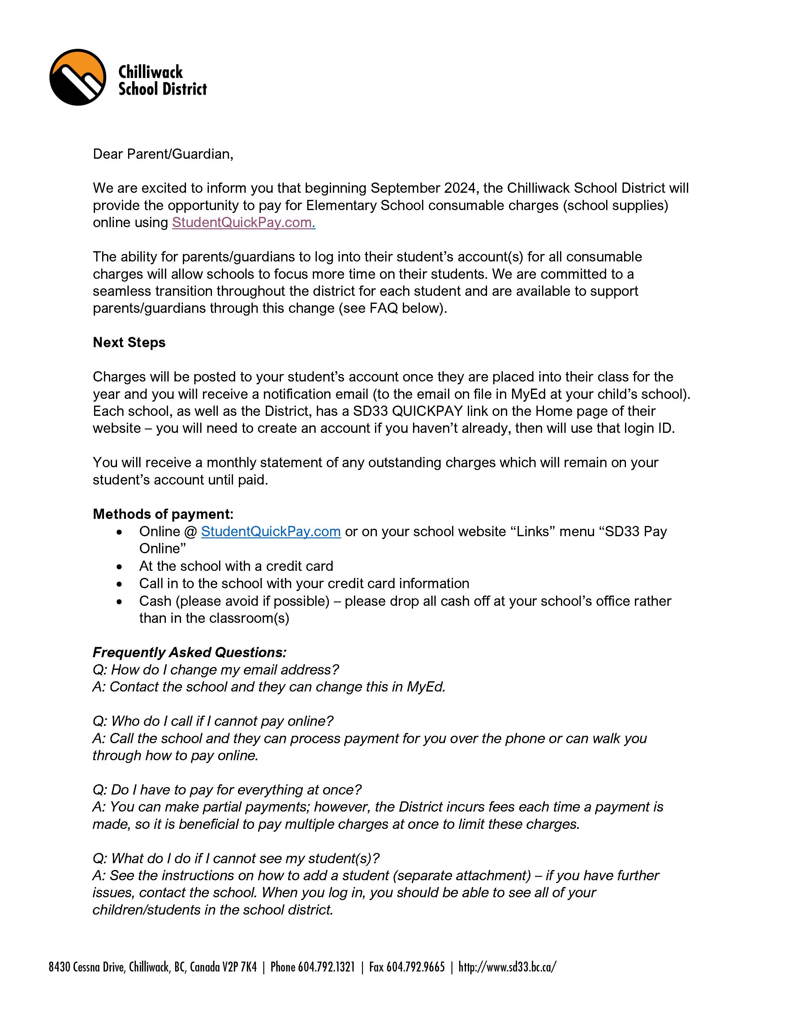 School Supply Information | Vedder Middle School